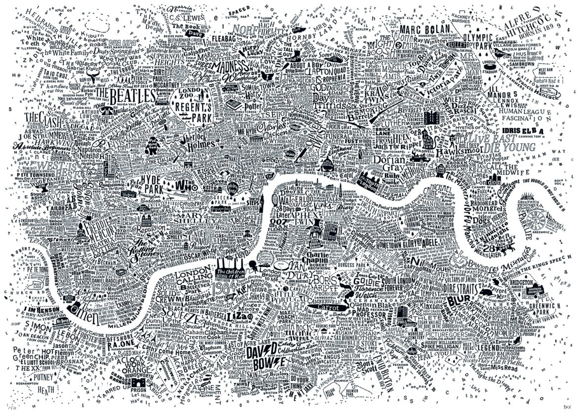 Creative London Maps with themes of Music, film and literature.