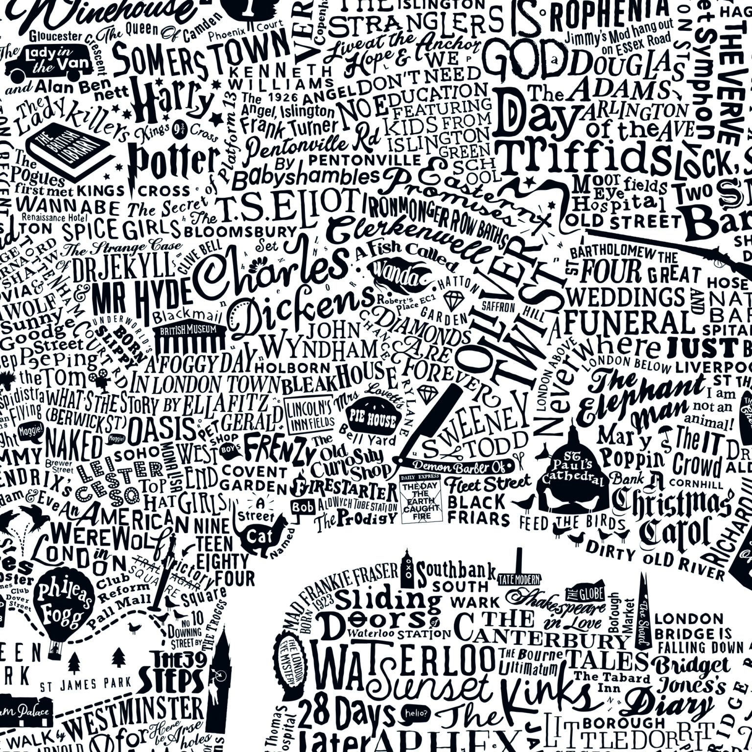 Creative London Maps with themes of Music, film and literature.